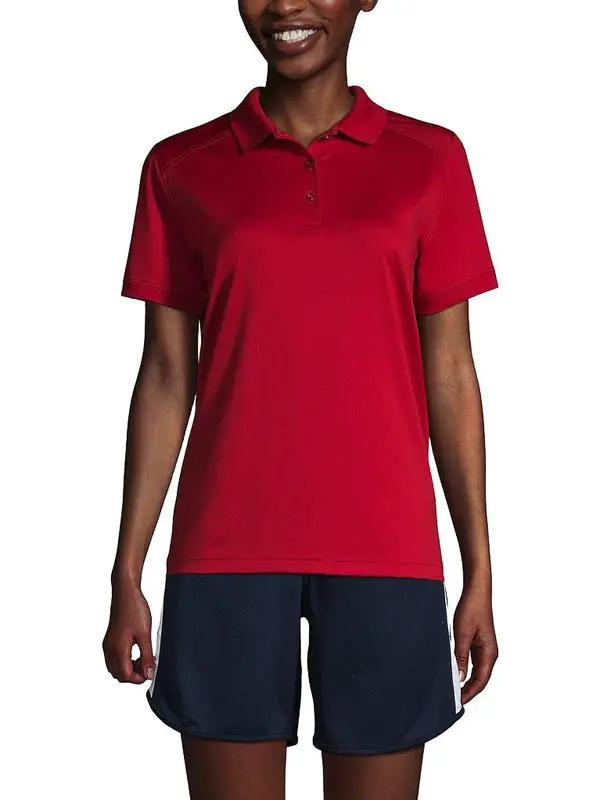 LANDS' END Short Sleeve Rapid Dry Polo Shirt - Red