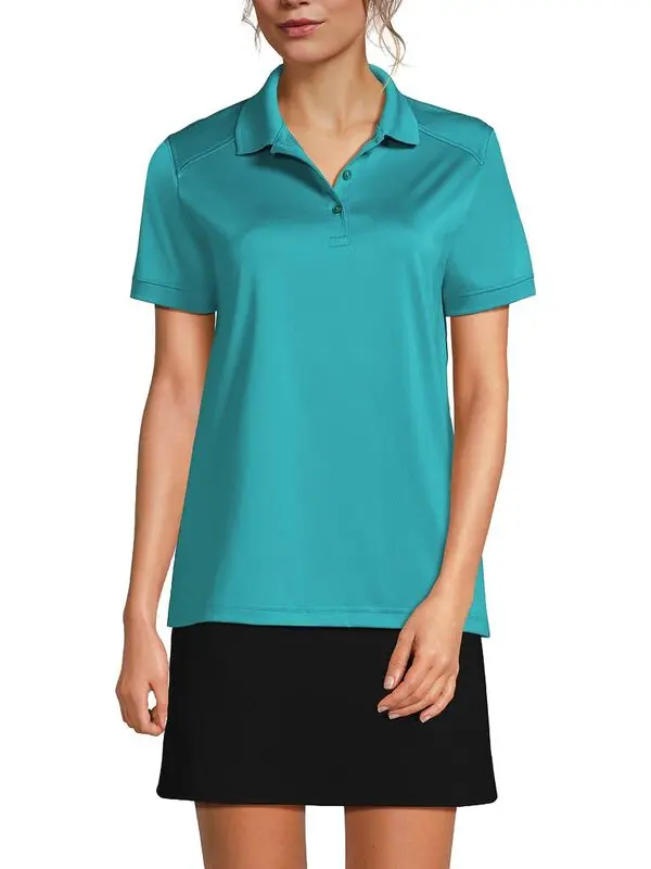 LANDS' END Short Sleeve Rapid Dry Polo Shirt - Teal Breeze