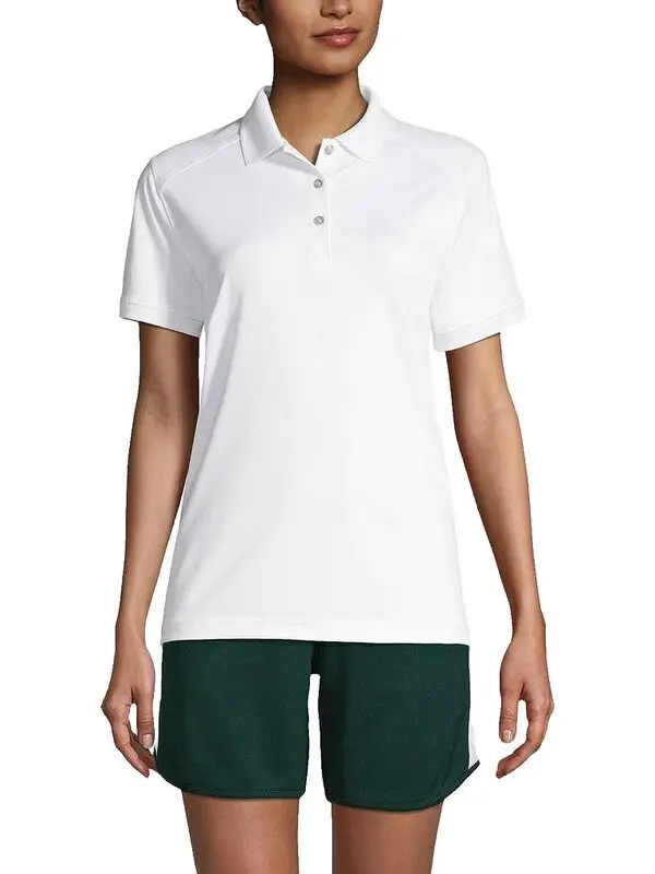LANDS' END Short Sleeve Rapid Dry Polo Shirt - White