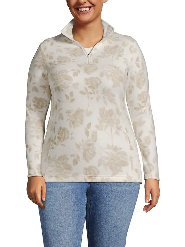 LANDS' END Anyweather Fleece Quarter Zip Pullover - Champagne Floral