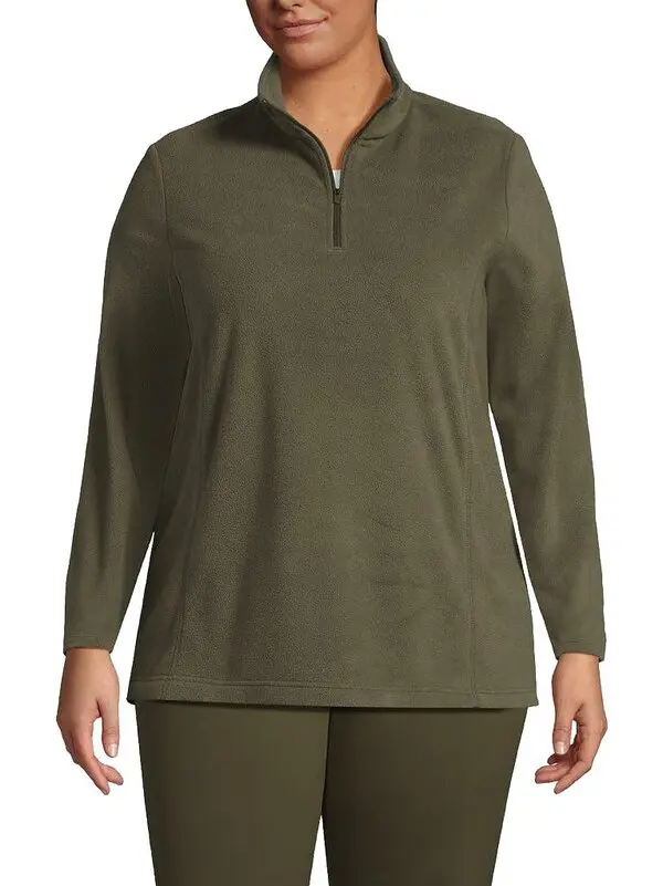 LANDS' END Anyweather Fleece Quarter Zip Pullover - Forest Moss