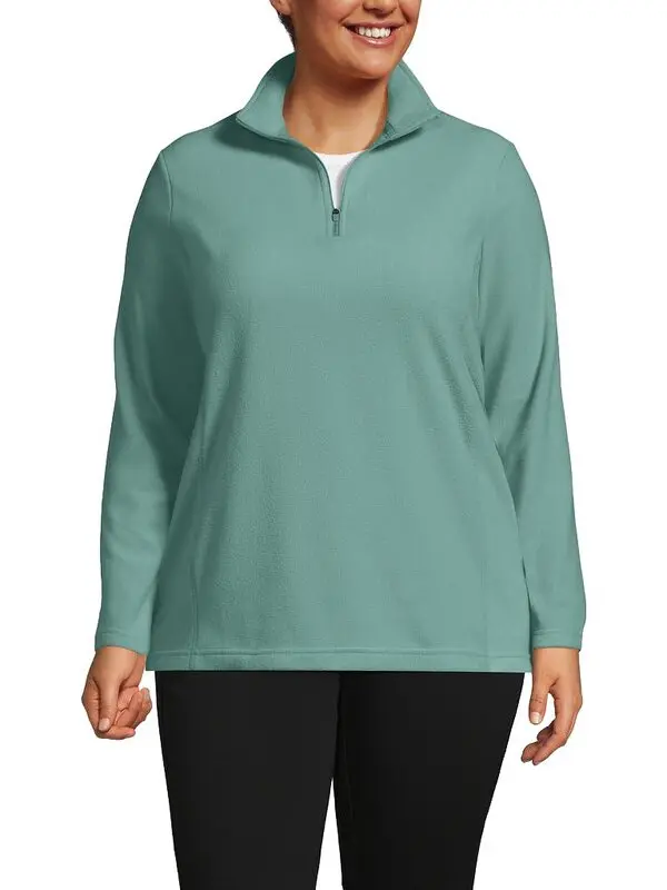 LANDS' END Anyweather Fleece Quarter Zip Pullover - Mint Sky