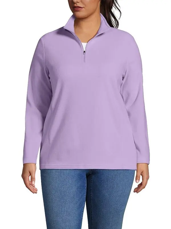 LANDS' END Quarter Zip Fleece Pullover - Whisper Lilac