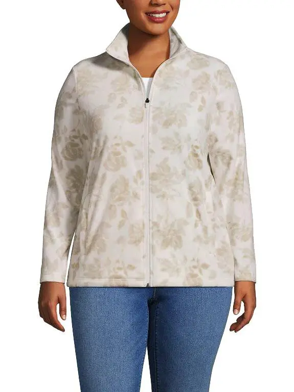 LANDS' END Full Zip Fleece Jacket - Champagne Floral
