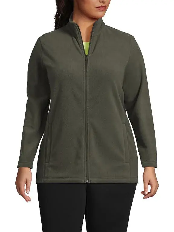LANDS' END Full Zip Fleece Jacket - Forest Moss Green