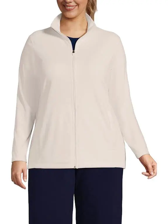 LANDS' END Full Zip Fleece Jacket - Ivory Latte