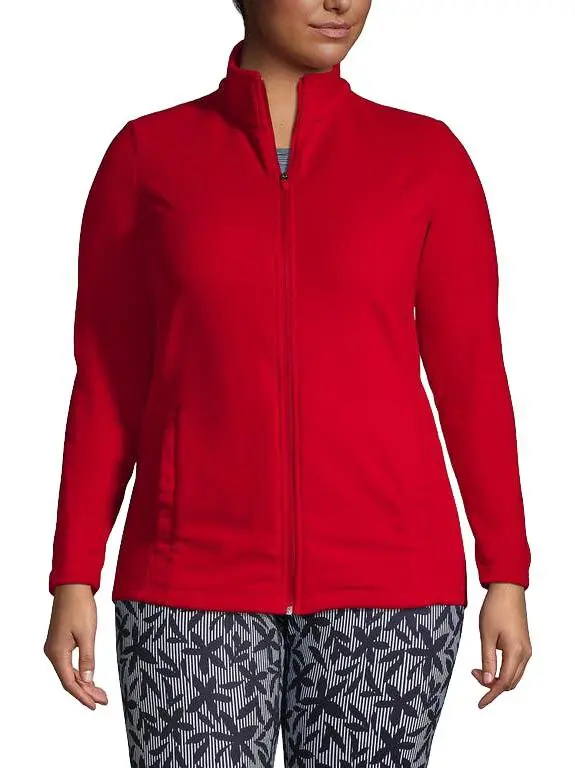 LANDS' END Full Zip Fleece Jacket - Rich Red