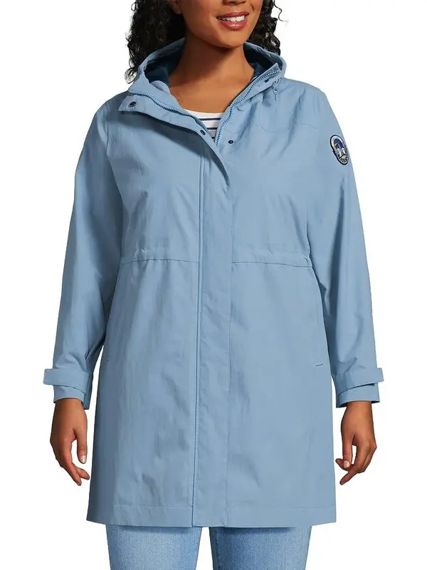 LANDS' END Squall Hooded Waterproof Raincoat - Pale Slate Blue