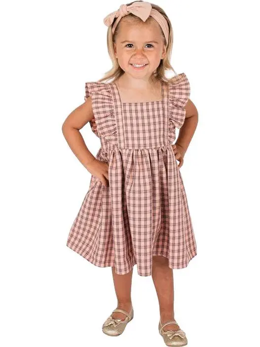 POPATU Checked Ruffle Dress - Red/white