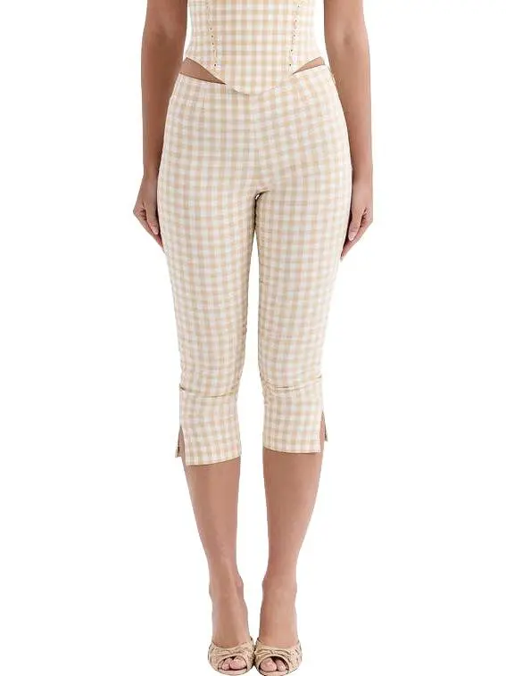House Of Cb Carella Gingham Capri Pants - Gingerbread