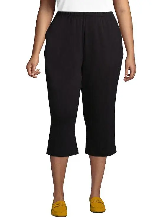 LANDS' END Sport Knit High Rise Capri Pants - Black