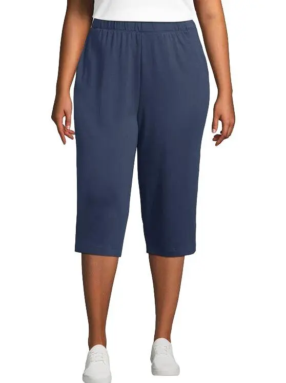 LANDS' END Sport Knit High Rise Capri Pants - Nightfall Blue