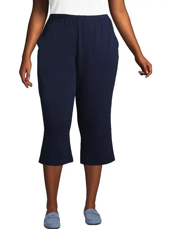 LANDS' END Sport Knit High-rise Capri Pants - Radiant Navy
