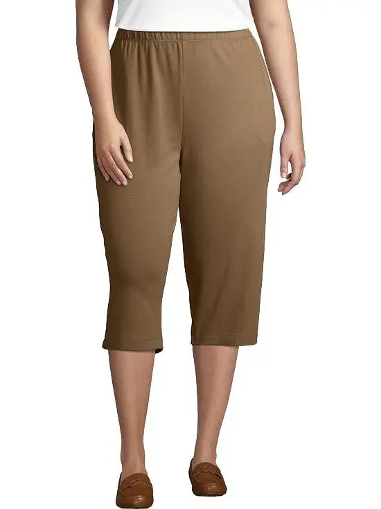 LANDS' END Sport Knit High-rise Capri Pants - Rich Camel
