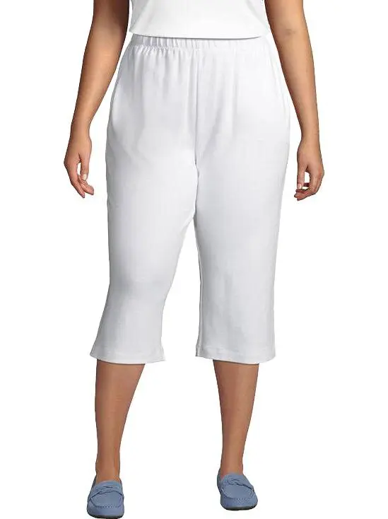 LANDS' END Sport Knit High Rise Capri Pants - White