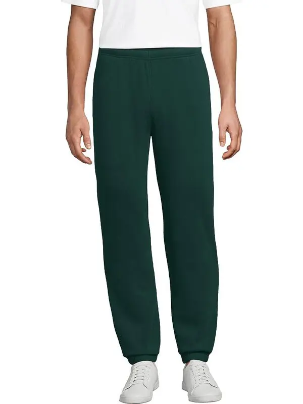 LANDS' END Fleece Back Sweatpants - Dark Evergreen