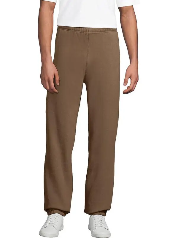 LANDS' END Fleece Back Sweatpants - Dark Jute Brown