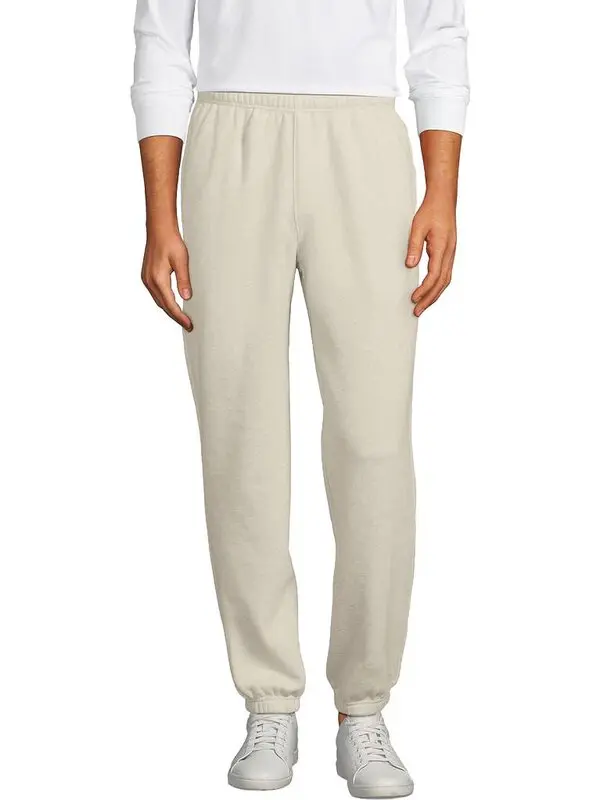 LANDS' END Fleece Back Sweatpants - Flax Heather
