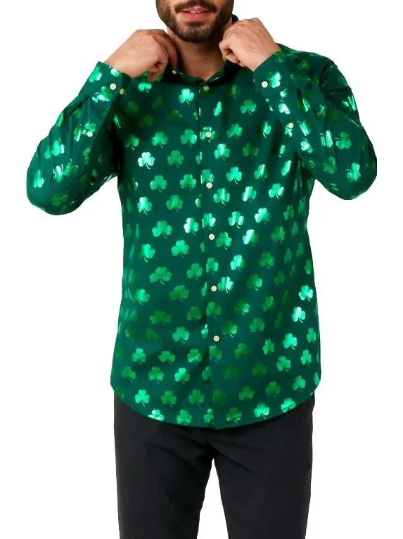 Opposuits Foil Shamrock Dress Shirt - Green