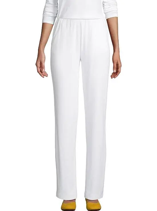 LANDS' END Sport Knit High Rise Pants - White