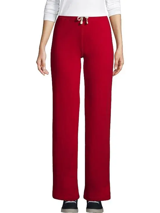LANDS' END School Uniform Fleece-lined Sweatpants With Drawstring Waist - Red