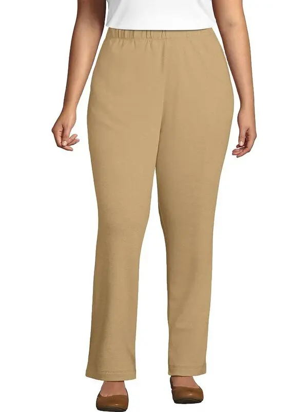 LANDS' END Sport Knit High Rise Pants - French Pecan Heather