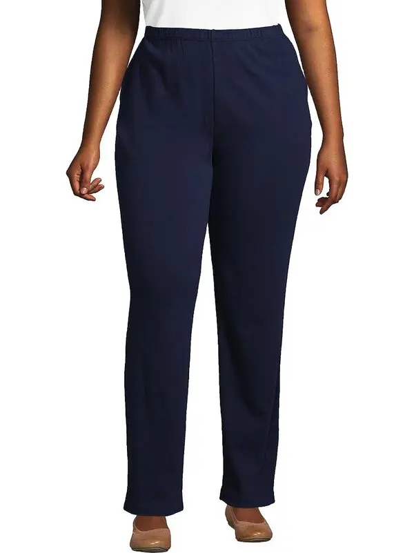 LANDS' END Sport Knit High Rise Pants - Radiant Navy