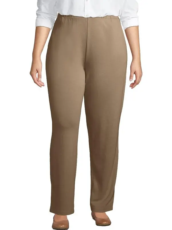 LANDS' END Sport Knit High Rise Pants - Rich Camel