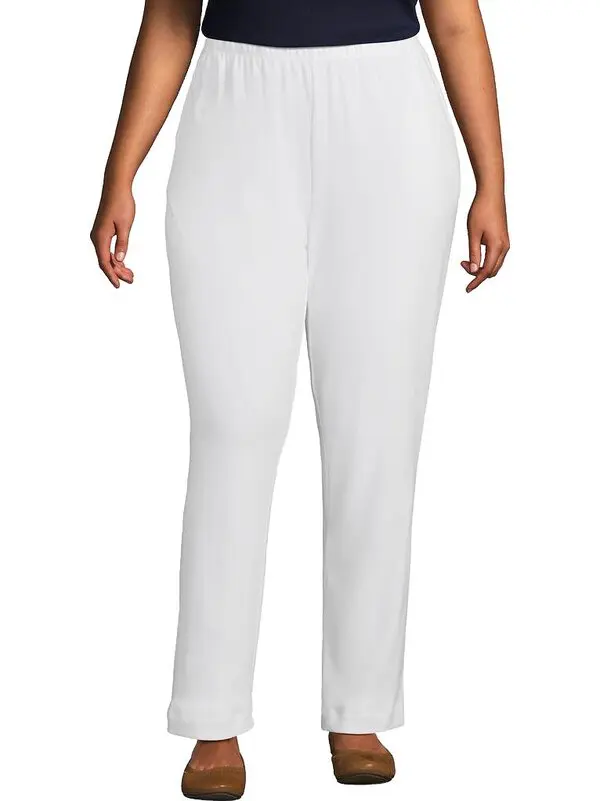 LANDS' END Sport Knit High Rise Pants - White