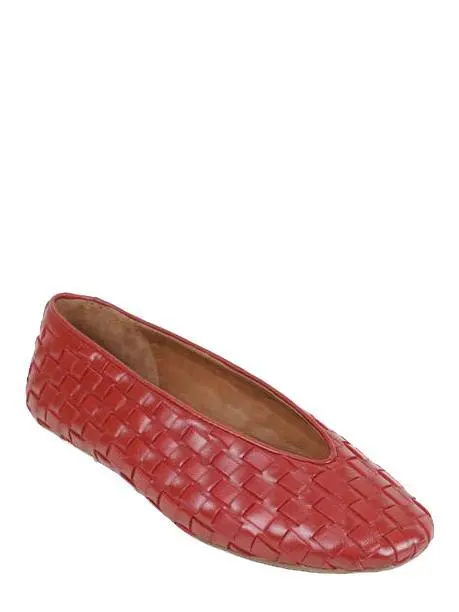 Gentle Souls Willow Woven Flat - Burnt Red Leather