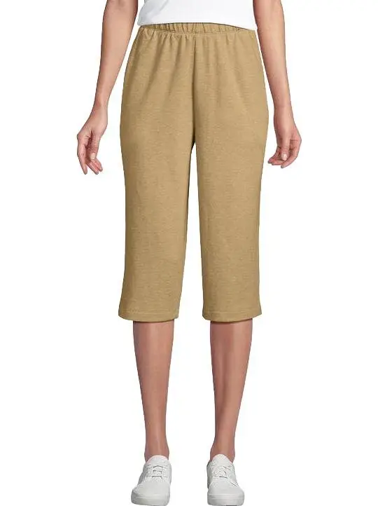 LANDS' END Sport Knit High Rise Capri Pants - French Pecan Heather