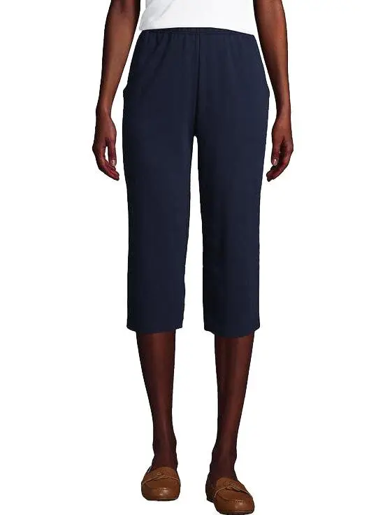 LANDS' END Sport Knit High Rise Capri Pants - Radiant Navy