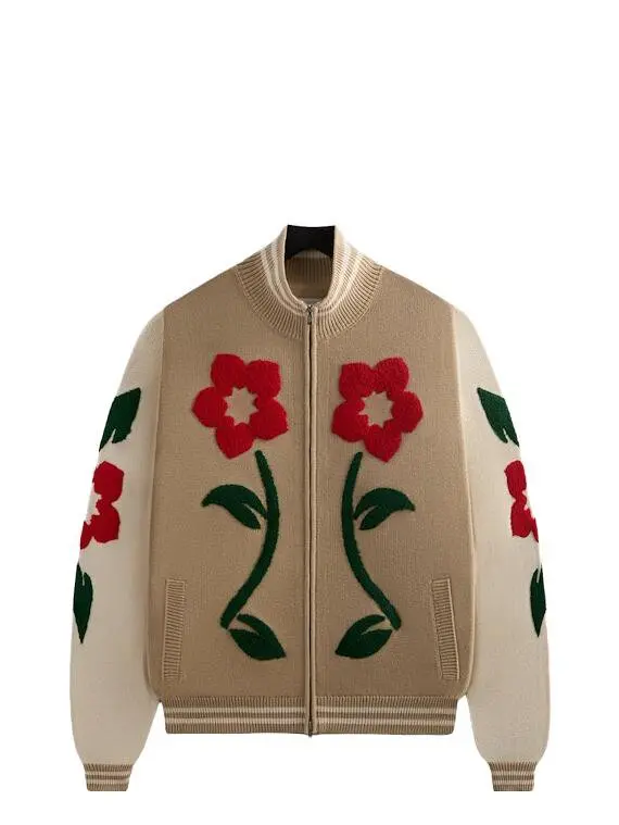 Kith Floral Crest Wyona Full Zip Sweater - Canvas