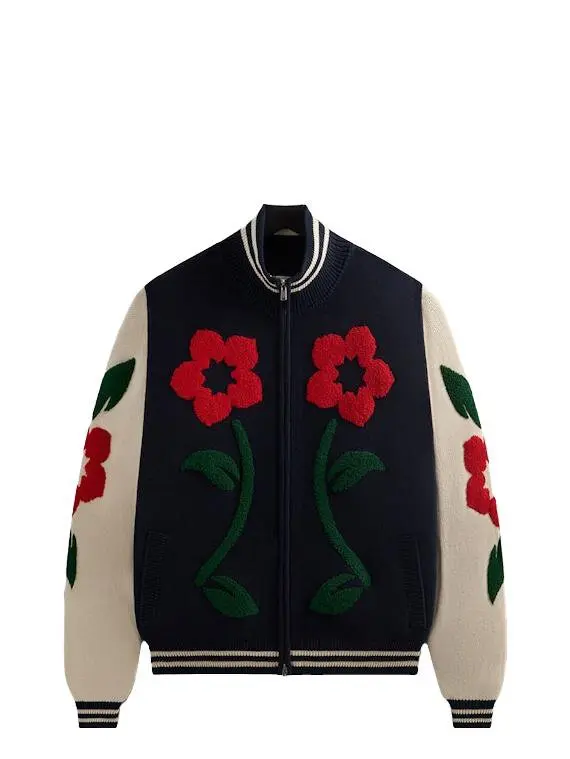 Kith Floral Crest Wyona Full Zip Sweater - Nocturnal