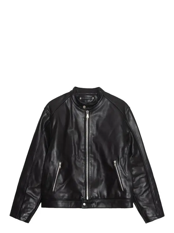 StÜssy Leather Cafe Racer Jacket - Black