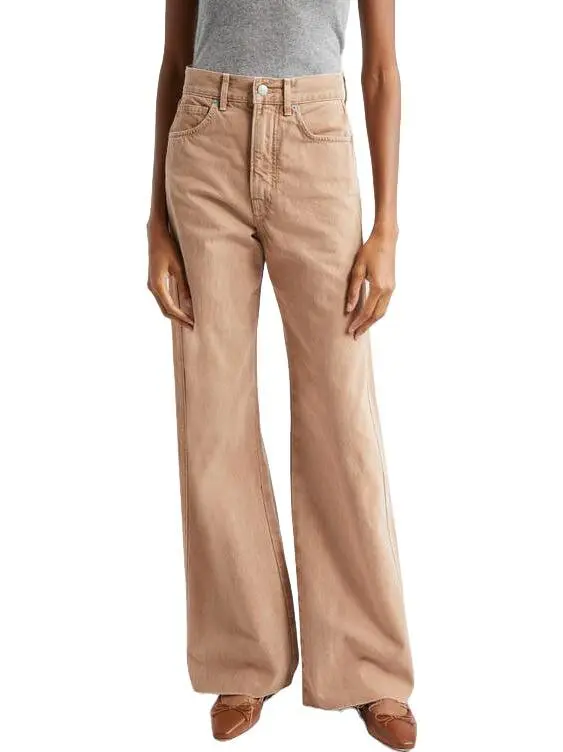 Veronica Beard Taylor High Waist Wide Leg Jeans - Tan Sierra
