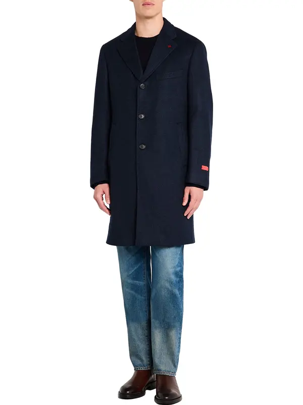 Isaia Double-face Cashmere Topcoat - Navy
