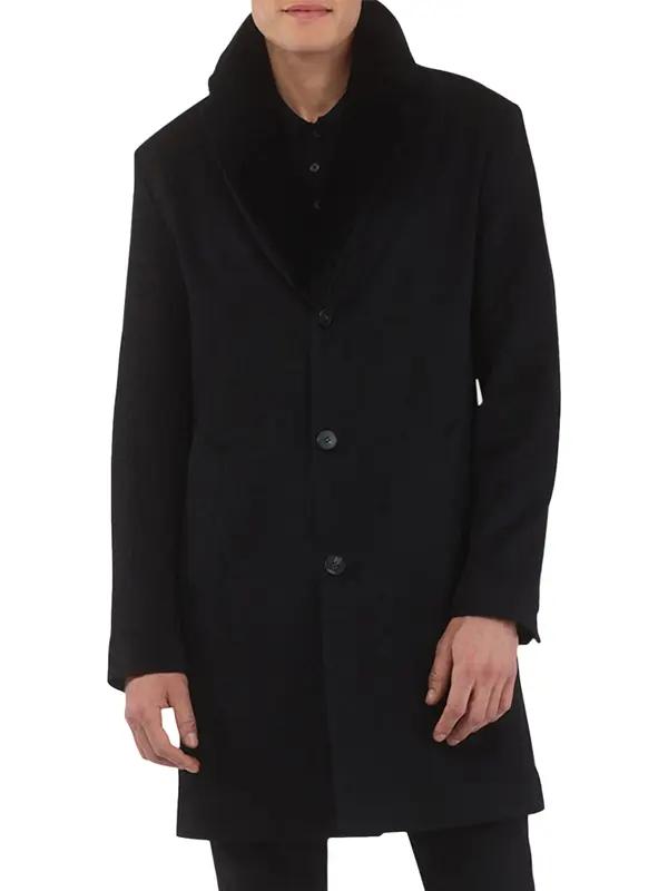 Gorski Loro Piana Cashmere Coat With Detachable Shearling Collar - Black
