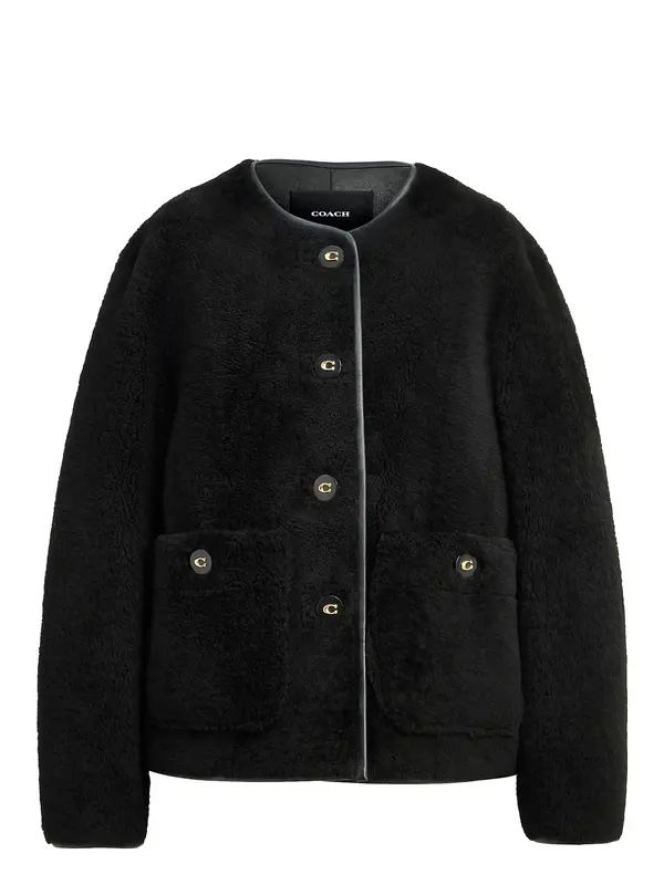 Coach Shearling Relaxed-fit Coat - Black