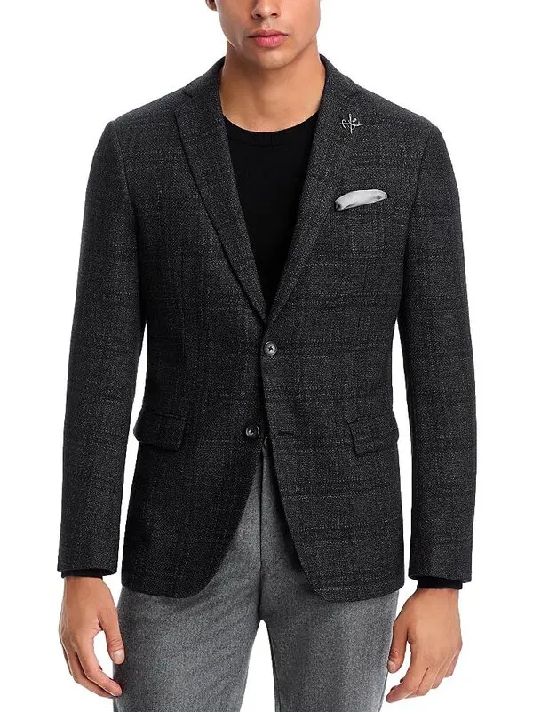 John Varvatos Tonal Plaid Sport Coat - Black