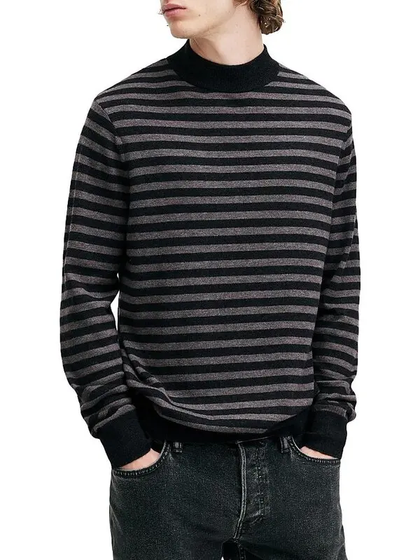 ALLSAINTS Andi Mock Neck Sweater - Charcoal/black