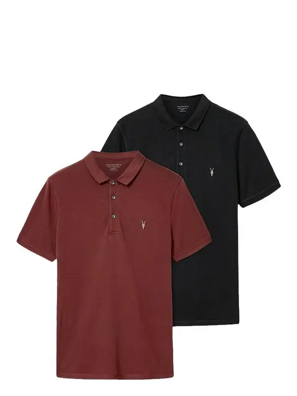 ALLSAINTS Slim Fit Polo, Pack Of 2 - Bronzed Red