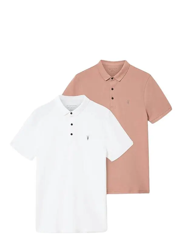 ALLSAINTS Slim Fit Polo, Pack Of 2 - Pink/optic White