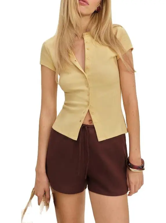 REFORMATION Raelynn Organic Cotton Knit Top - Blonde