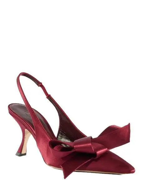 Giambattista Valli Bow Satin Slingback Pump - Ruby