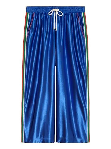 Gucci Shiny Jersey Pant With Web - Royal Blue