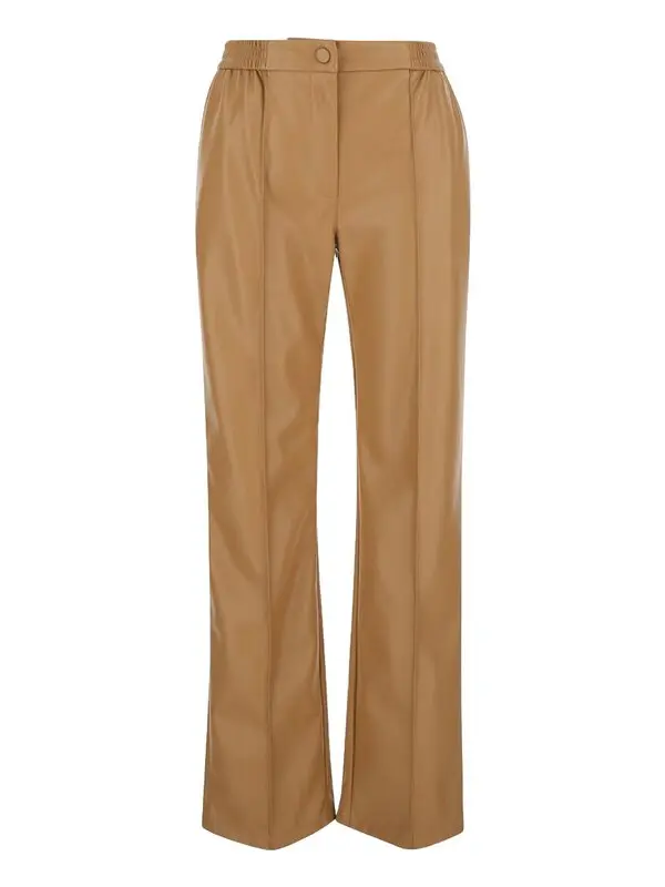 TWINSET Faux Leather Trousers - Sandy Brown
