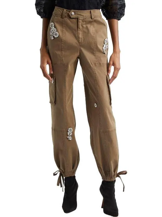 Cinq À Sept Crystal Chrysanthemum Zola Cargo Pants - Olive