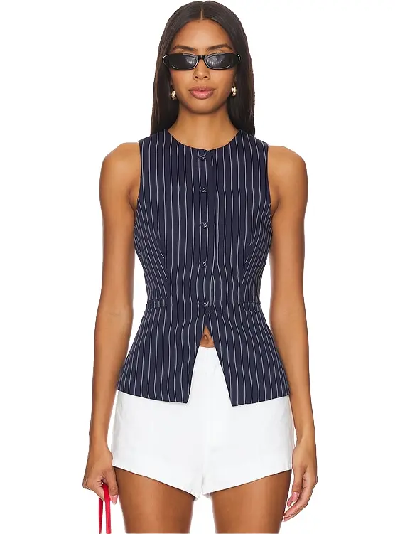 ALL THE WAYS Jianna Vest - Navy & White