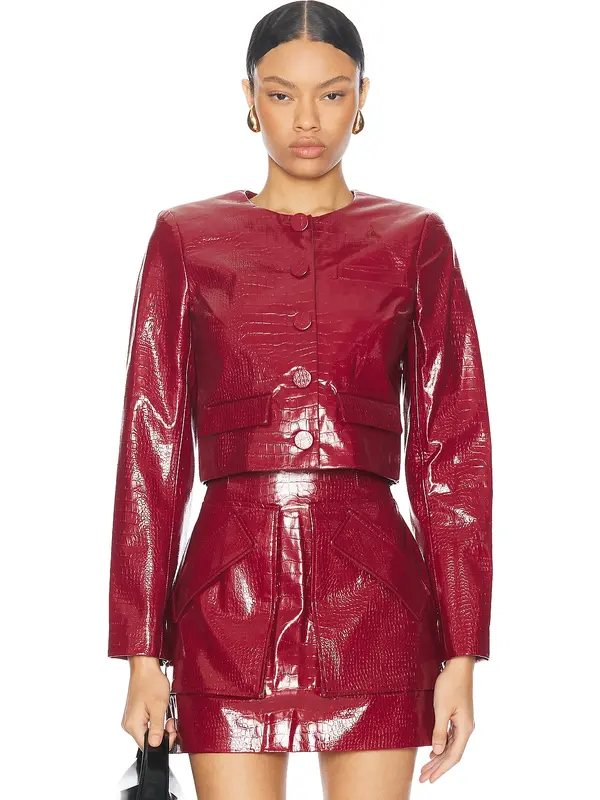 AKNVAS For Cropped Barnett Jacket - Burgundy